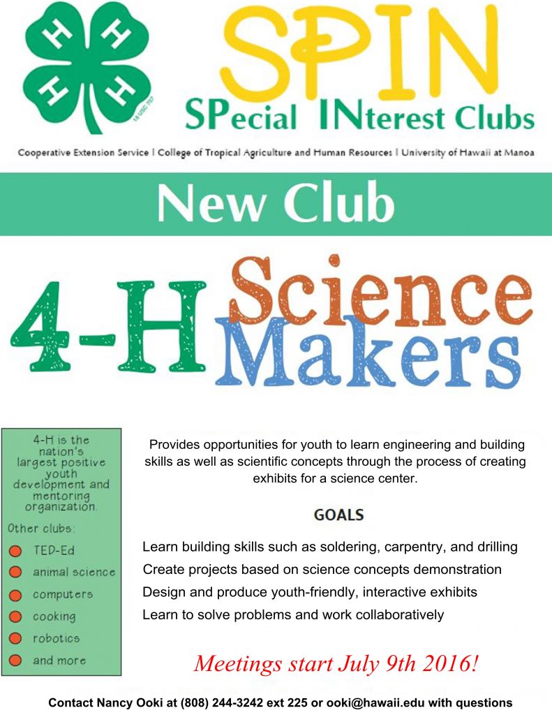 New Club for Maui’s Youth—4-H Science Makers : Maui Now