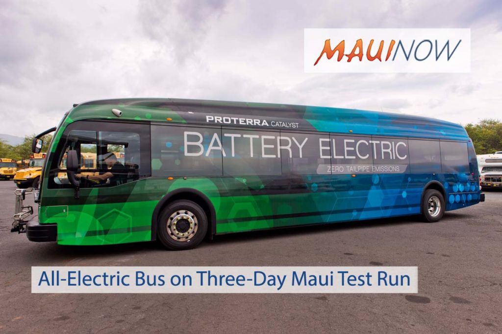 All-Electric Bus on Three-Day Maui Test Run : Maui Now