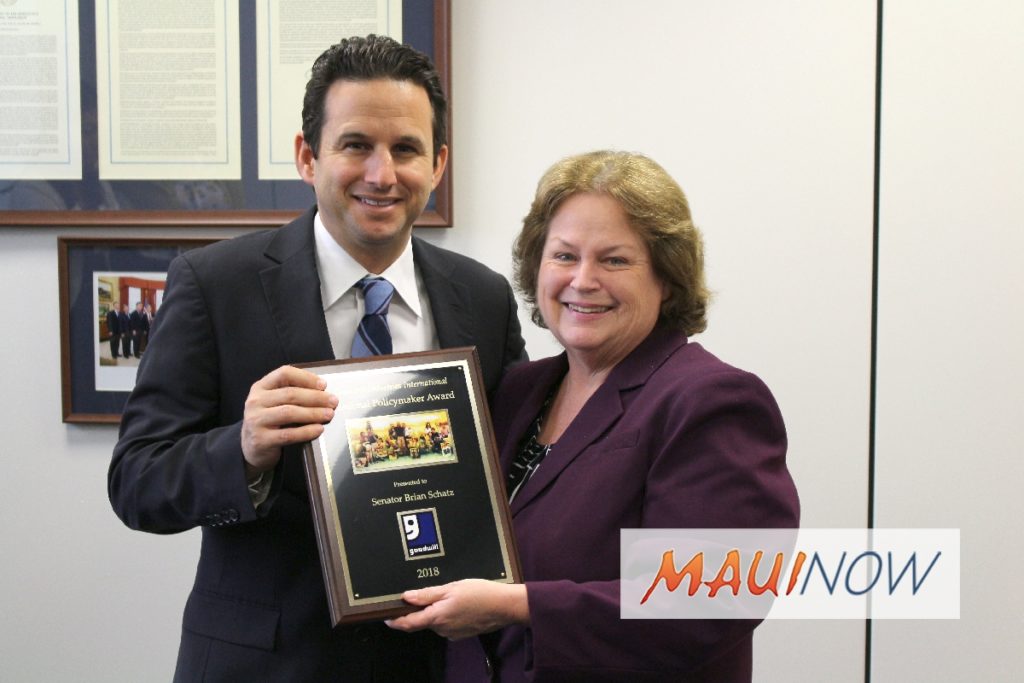 Sen. Schatz Honored by Goodwill in Washington D.C. : Maui Now