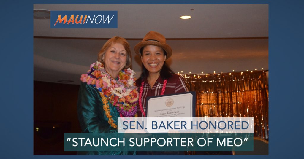 MEO Honors Sen. Baker for Years of Service : Maui Now