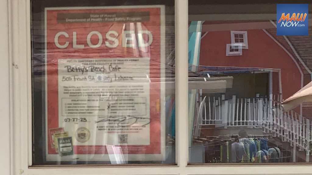 Health Department issues red placard to café in West Maui : Maui Now