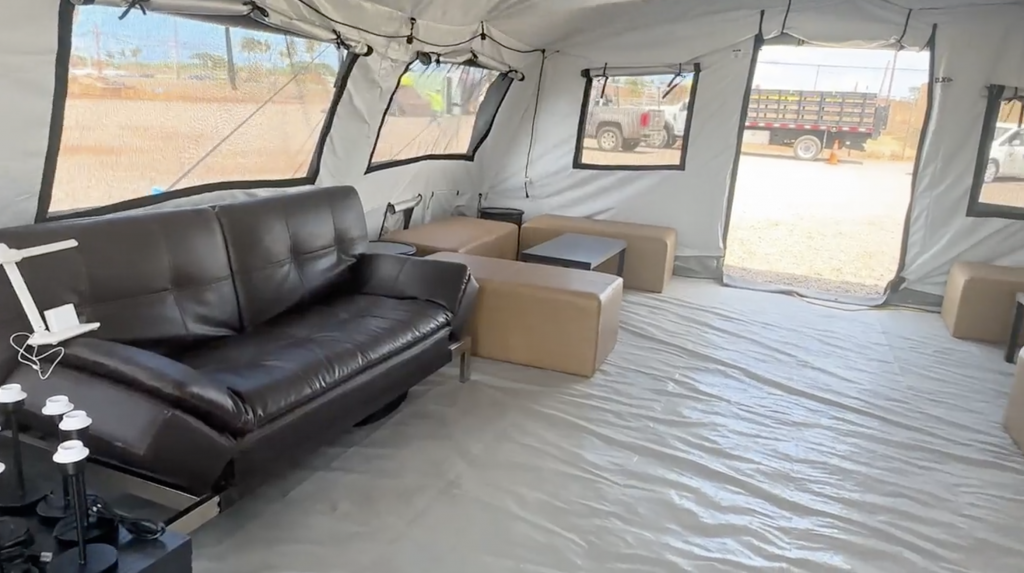 Temporary tent shelters for houseless wildfire survivors opens in Central Maui : Maui Now